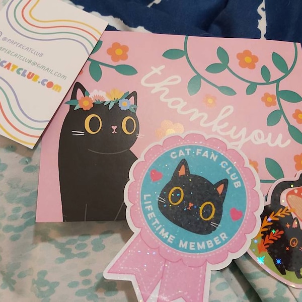 Cute Cat Sticker - Cat Fan Club Vinyl Sparkle Sticker - Cat Stickers ...