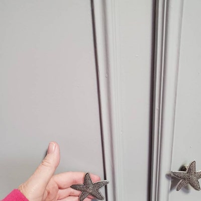 Starfish Drawer Knobs in Silver Starfish Cabinet Knobs Beach Decor Nautical Home Decor Dresser ...