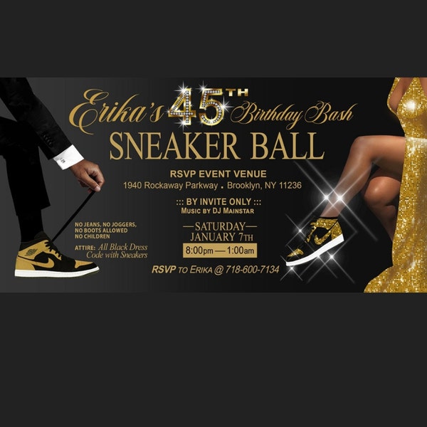 Sneaker Ball Party Invitations, Made for You Silver Royal Blue 30th ...
