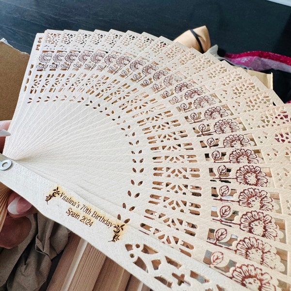 Bulk Personalized Hand Fan Wedding Favors for Guests, Wooden Fans ...