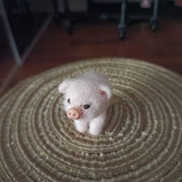 Needle Felted Pig Gift Animal Sculpture Felt Mini Pig 1:12 Dollhouse ...