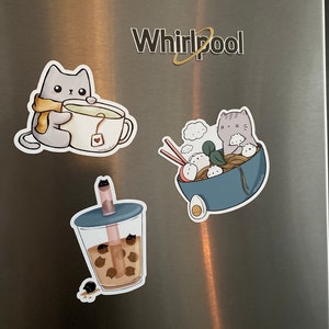Boba Cats Sticker Kawaii Cat Boba Die-cut Vinyl Sticker for | Etsy
