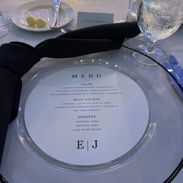 SAMPLE Round Menu - 8 Inch Round Wedding Menu - Etsy