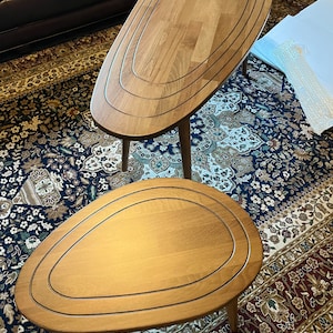 Wooden Oval Coffee Table Side Table, Rustic Mid Century Center Table ...