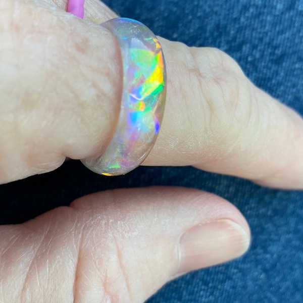 Iridescent Epoxy Resin Ring, Glitter Ring: Frosted or Clear Finish - Etsy