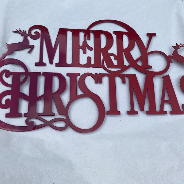 Candy Red Merry Christmas Metal Sign: Holiday Wall Decor - Etsy