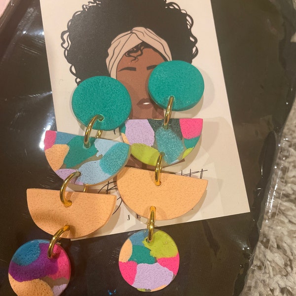 ABSTRACT POLYMER CLAY Earrings/statement Earrings for Gift/bridesmaid ...