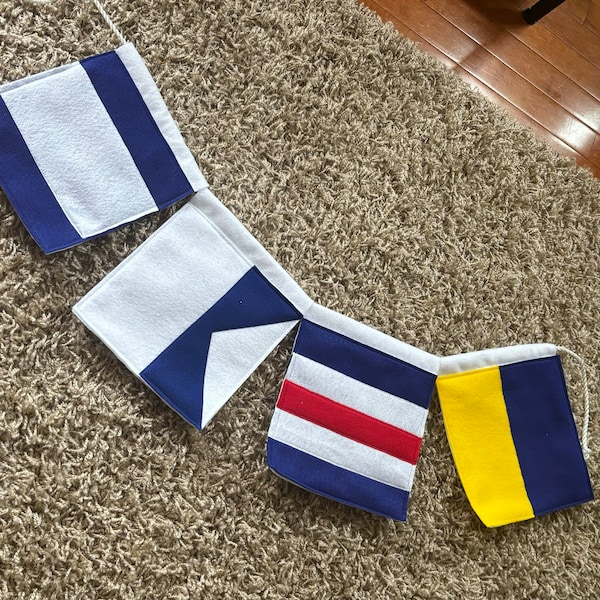 Custom International Maritime Code Flag Nautical Name Banner Felt Decor ...