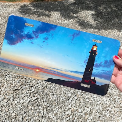 Lighthouse Beach Scene Personalized Custom Novelty Front License Plate ...
