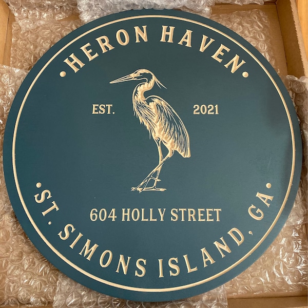 Blue Heron Personalized Sign: Carved Beach House Decor - Etsy