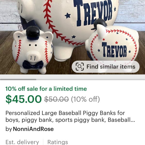 Large Personalized Piggy Bank, Light Pink Polka Dot Bank, Piggy Bank ...