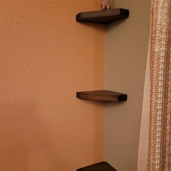 Pentagonal Corner Shelf: Rustic Floating Nightstand, Home Office Decor - Etsy