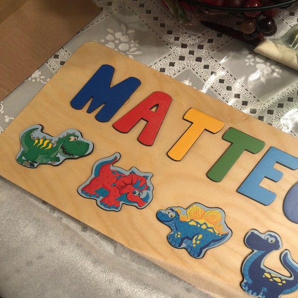 Dinosaur Name Puzzle, Easter Gifts for Toddler Boy, Wood Toys ...