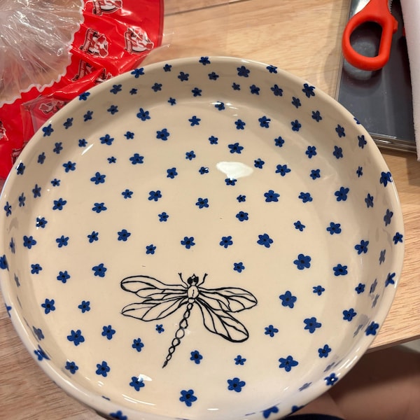 Stoneware Dessert Plate, Salad Plate Strawberry Design, Hand Painted ...