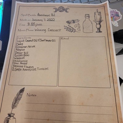 Spell Bottle Template Printable Pages. Witchcraft. Book of Shadows ...