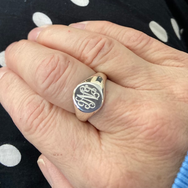 Monogram Signet Ring in Solid Sterling Silver • Custom Minimalist ...