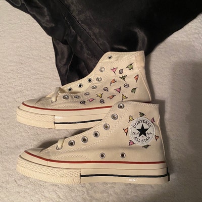 Blue Butterfly Floral Embroidery Converse Cottagecore Natural - Etsy