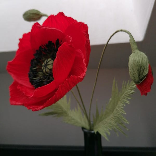 Paper Poppies Set, Paper Flower Bouquet, Paper Anniversary, Wedding ...