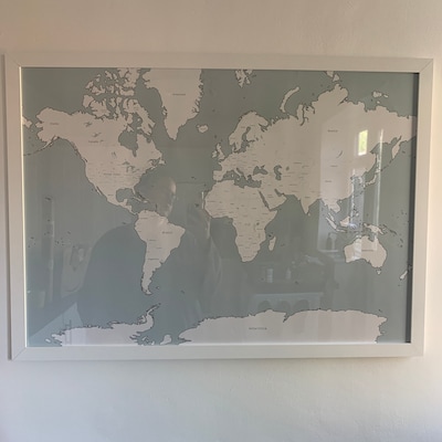 Outlined Blank Map of the World Travel Print Wall Art for Home Bedroom ...