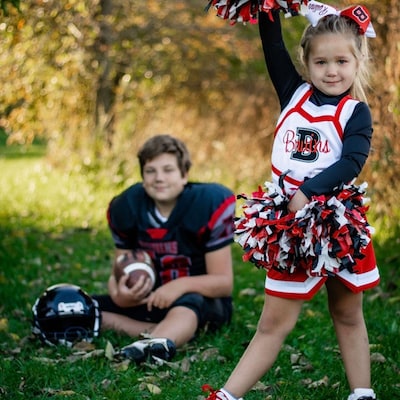 Red & White Cheer Uniform, Customized Cheerleading Uniform, Girls Cheer ...
