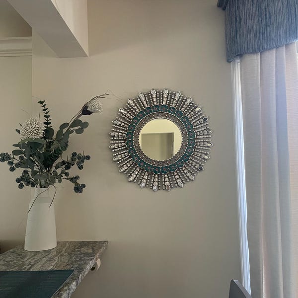 Peruvian Gold Leaf Round Wall Mirror Home Decor- Handmade Home ...