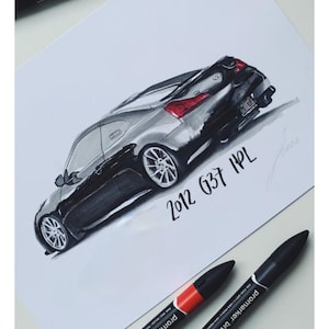 Custom Car Drawing Size A4 8.3 X 11.7 / Car Portrait / Personalised Car ...