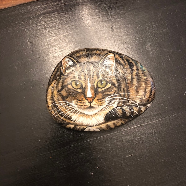 Custom Cat Portrait Rock: Hand-painted Pet Memorial Stone, Personalised ...