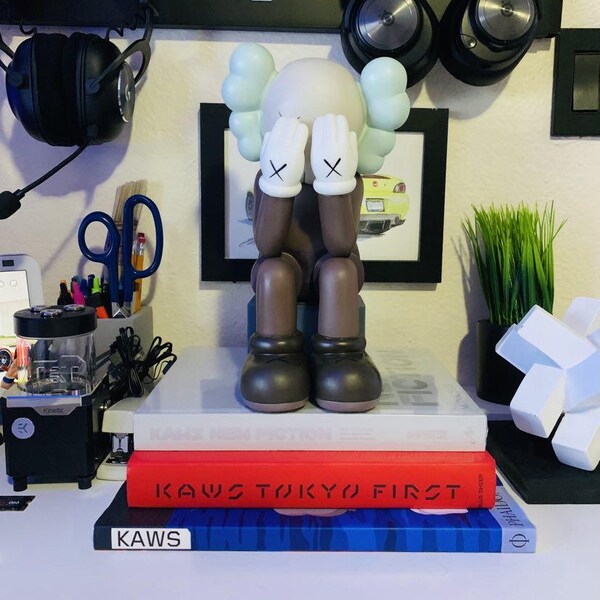 Inspired by KAWS Sit Statue - Modern Art Decor, Hypebeast Figure, Desk ...