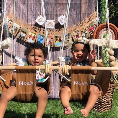 Twin's Nutmeg Baby Swing Indoor, Twin's First Birthday Gift, Twin's ...