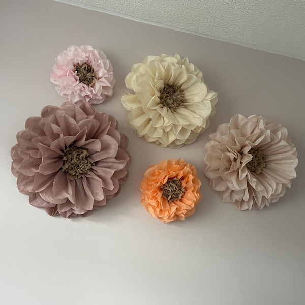 Tissue Paper Flower Wall Decor, Lucielle Collection, Set of 5 - Etsy