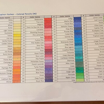 Tombow Irojiten 100 Colored Pencil Set DIY Color Chart / Swatch Sheet ...