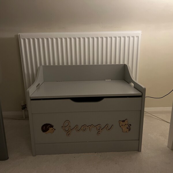 Personalised Toy Box - Soft Grey - Etsy UK