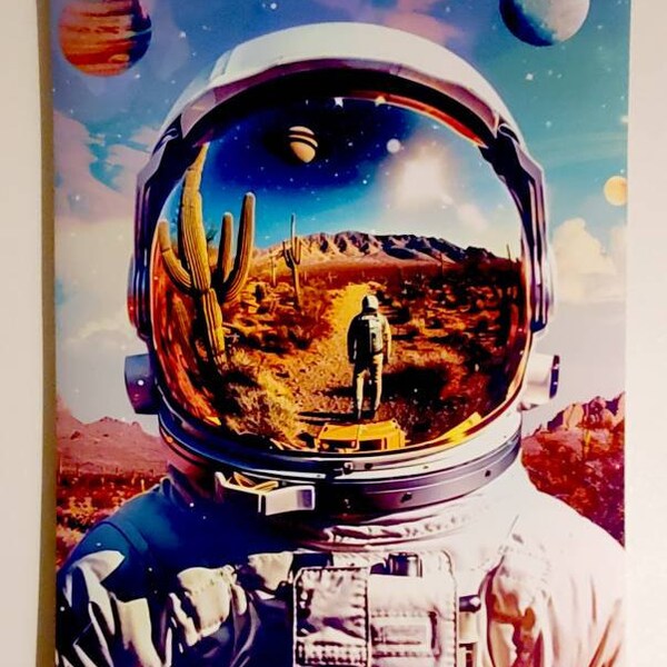 Retro Space Astronaut Poster 50s 'space Gal' Vintage Scifi Collage Art ...