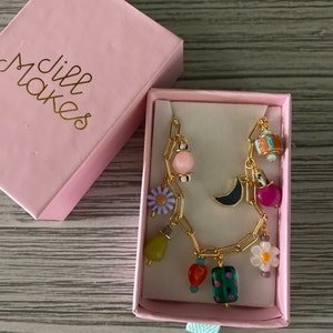 Colorful Dangle Earrings, Beaded Charm Earrings, Colorful Hoop Earrings ...