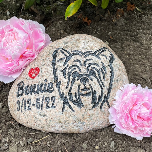 Pet Memorial Stone 9”/10” & 7”/8" Engraved Personalized Rock Stone ...