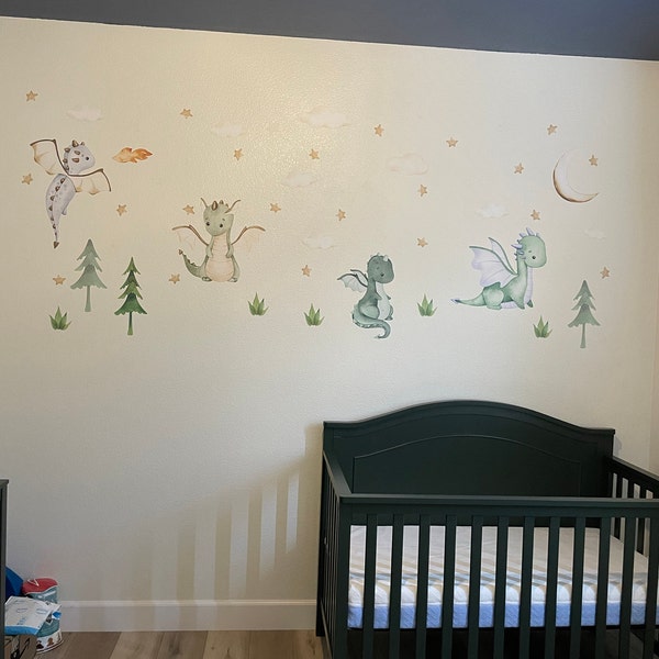 Dragon Nursery Wall Decal, Dragon Wall Stickers, Neutral Nursery ...