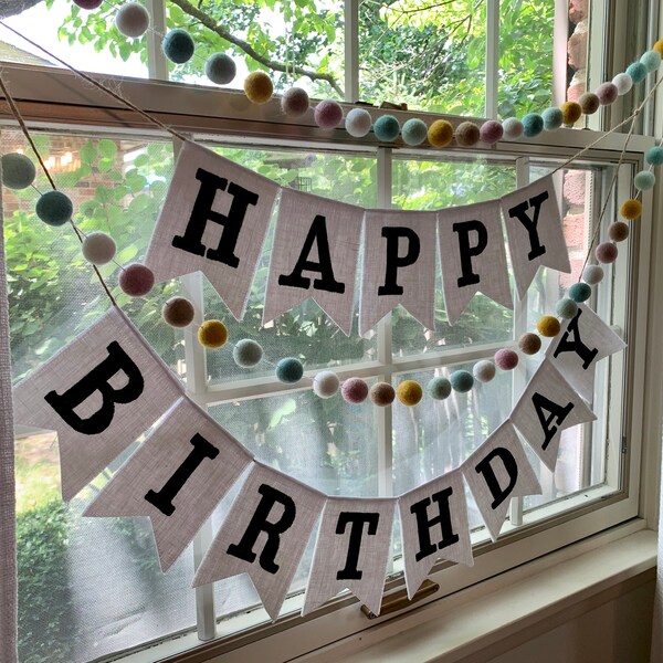Birthday Custom String Letter Banner, Happy Anniversary Banner ...