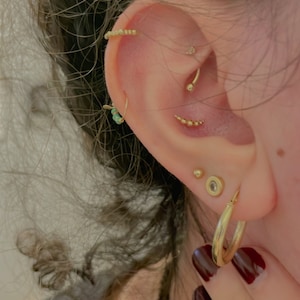 14k Solid Gold Rook Piercingdaithinternally Threaded Curved | Etsy