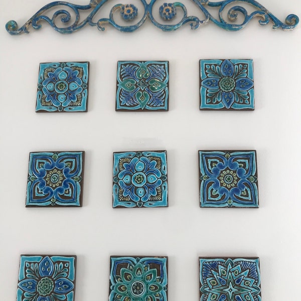 6 Ceramic Tiles for Wall Decor With Design, Ceramic Tile, Garden Art ...