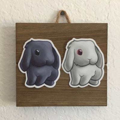 Red-eyed White Lop Rabbit Sticker Printed Chibi REW Bunny - Etsy
