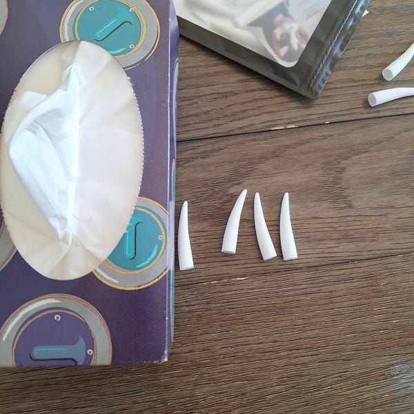 Set of Thin 2" Fangs, White or Black Resin Teeth, Sharp Monster Fangs ...