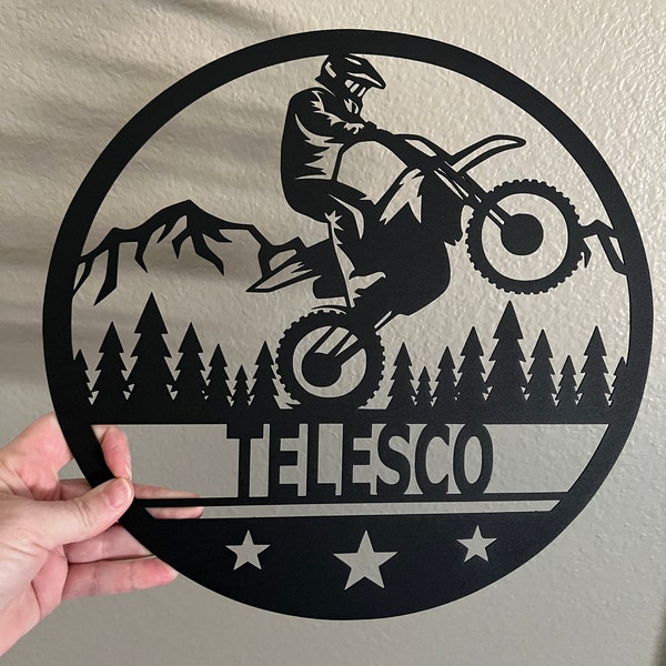 Custom Biker Metal Wall Art With Name| Home Decor Motocross Racer Sign ...
