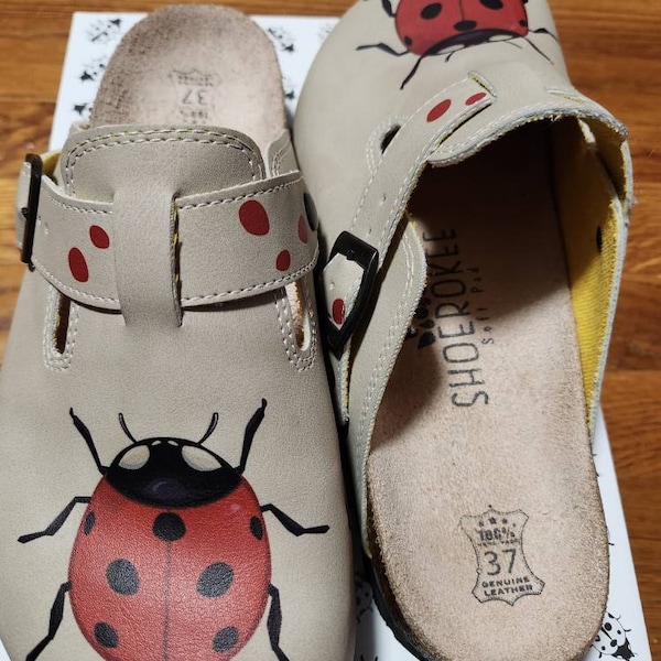 LADYBUG Themed Professional Womens Clogs, Comfortable Nurse & Doctor ...