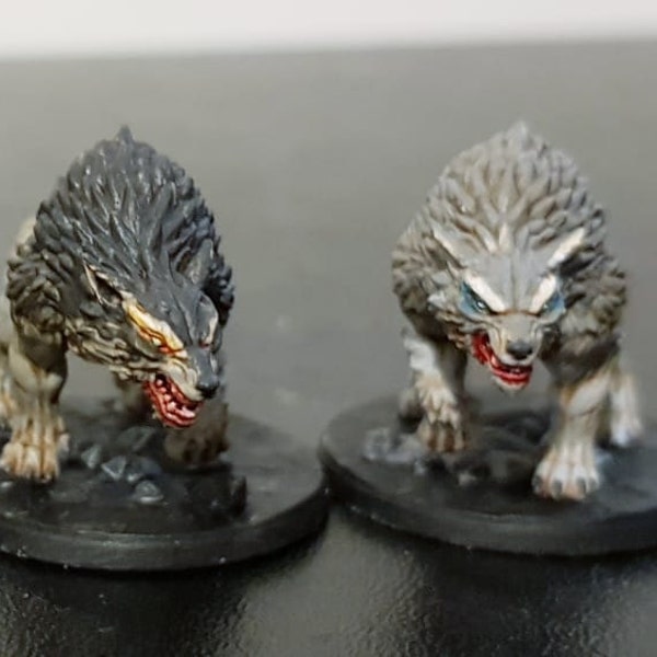 Four Stalking Wolves Miniature for D&D, Dungeons and Dragons ...