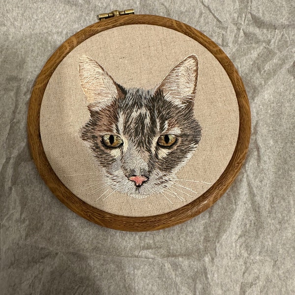Made to Order- Custom Hand Embroidered Pet Portrait- Dog/cat Portrait ...