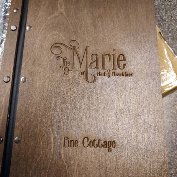 Wooden Menu Folder Fastened on Leather Strap, Engraved Menu Holder ...