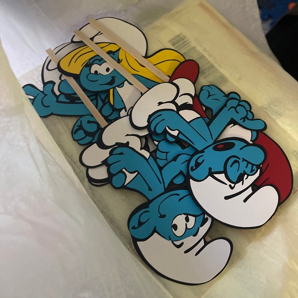 Smurf Inspired Centerpiece Sticks Smurf Party - Etsy