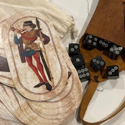 UNIQUE Pip Design Large Medieval Bone Dice Set qty 5 Mat Cauthon's Dice ...