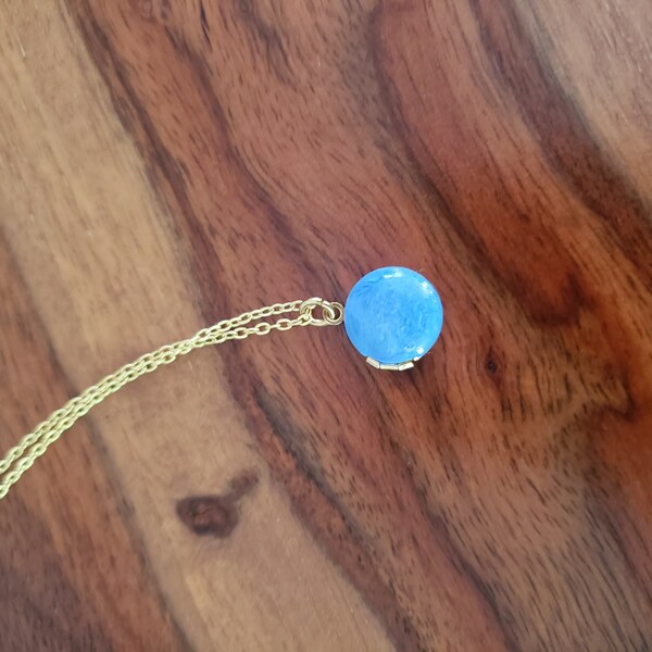 Tiny Ocean Blue Photo Locket, Petite Earth Locket, Cerulean Locket ...