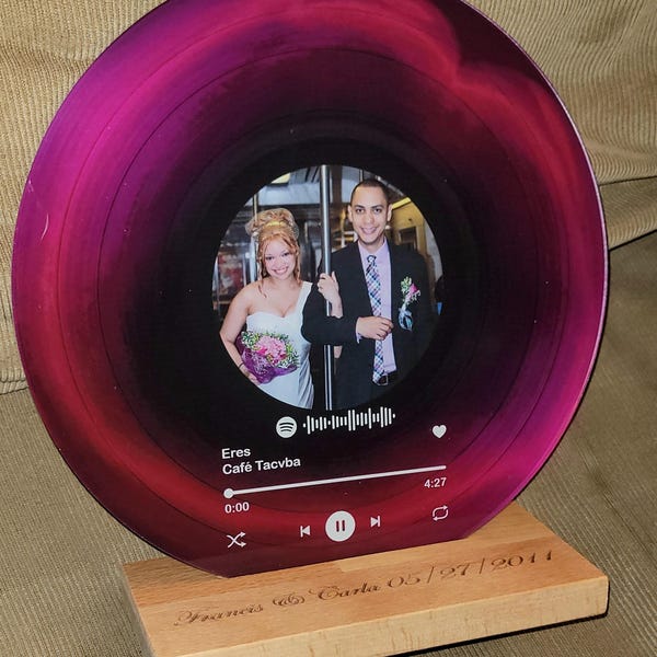 Personalized Vinyl Record With Photo Acrylic Song Plaque Anniversary ...